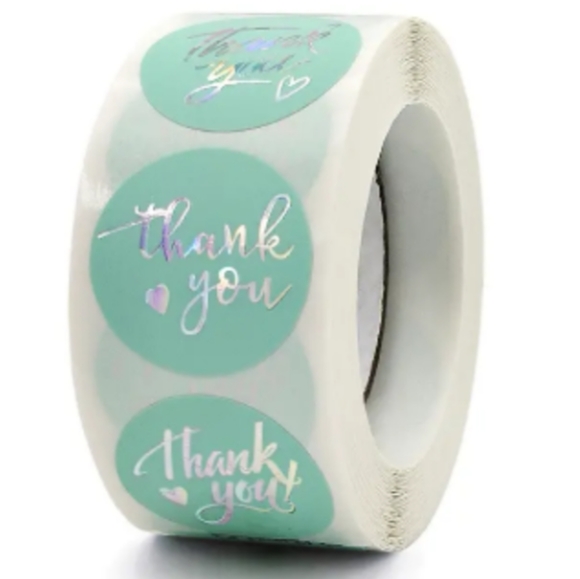 Office | Thank You Stickers 10ct 1 Mint Green Silver Laser Print | Poshmark